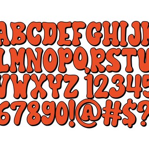 Groovy Retro Alphabet PNG, 4 Set Shadow Letters Clipart, Doodle ...