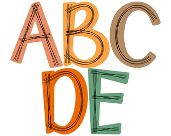 Bright Boho Color Scribble Alphabet Letters PNG Doodle - Etsy