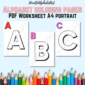 Coloring Alphabets Pages for Kids, Letters A to Z Uppercase, Numbers 0 ...