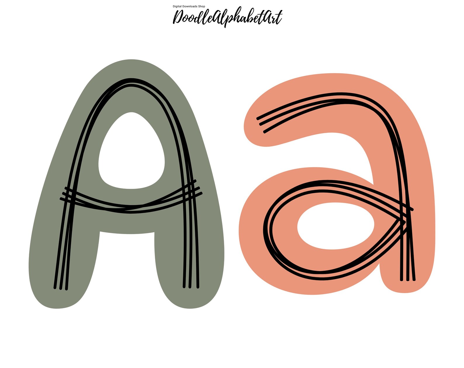 Boho Scribble Letters PNG 5 Alphabet Set Boho Doodle - Etsy