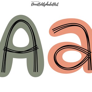 Boho Scribble Letters PNG, 5 Alphabet Set, Boho Doodle Alphabet PNG ...