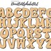 Boho Groovy Letters PNG in 5 Alpha Set, Doodle Boho Retro Alphabet PNG ...