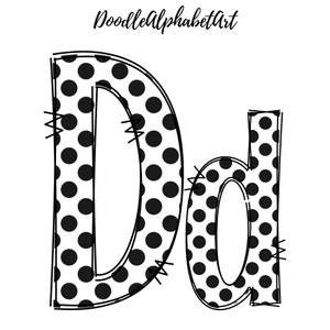 Black and White Polka Dot Doodle Alphabet PNG Bundle, Uppercase ...