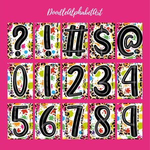 Scribble Blocks Letters PNG, Grunge Leopard and Paint Splats Alphabet ...