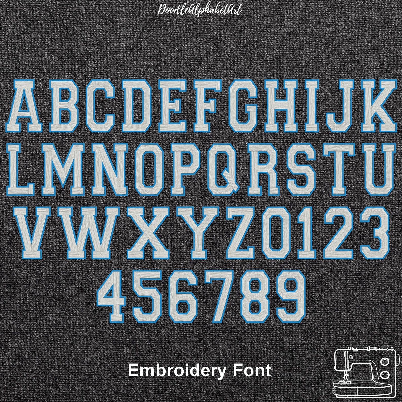 Varsity 2 Color Embroidery Font, 6 Sizes 7 Formats , Native BX, Outline ...