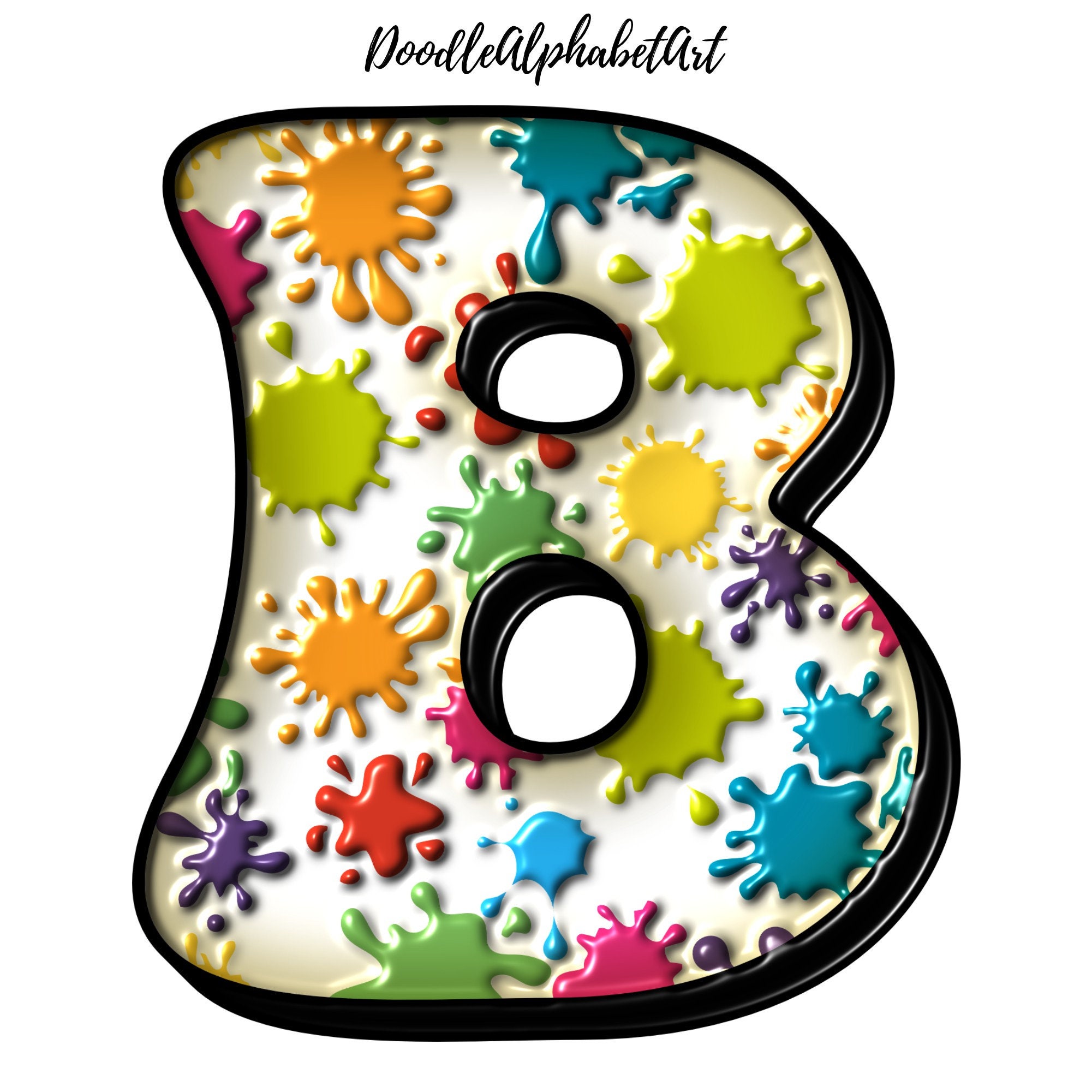 3D Paint Splatter Alphabet PNG: Retro Groovy Letters (digital Download ...