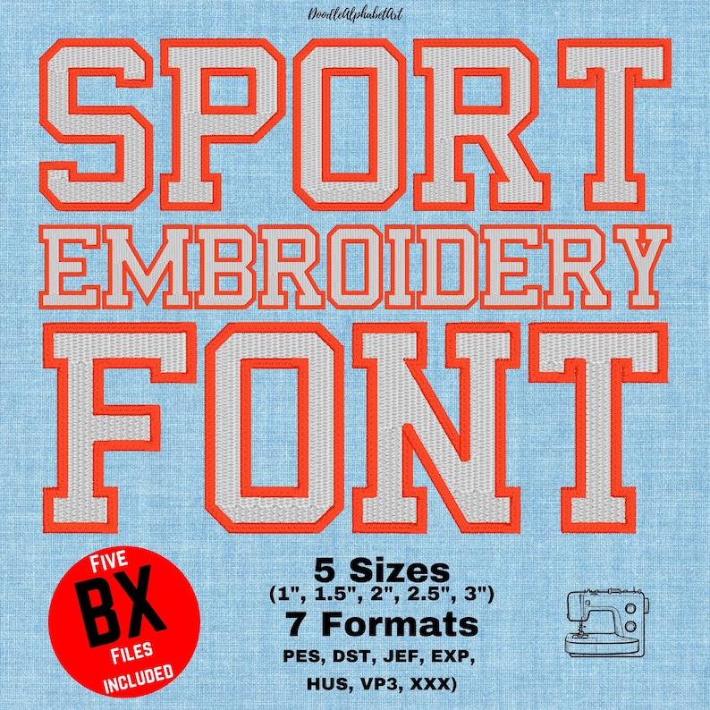 Varsity Embroidery Font: Sports Letters, 5 Sizes (digital Download) - Etsy
