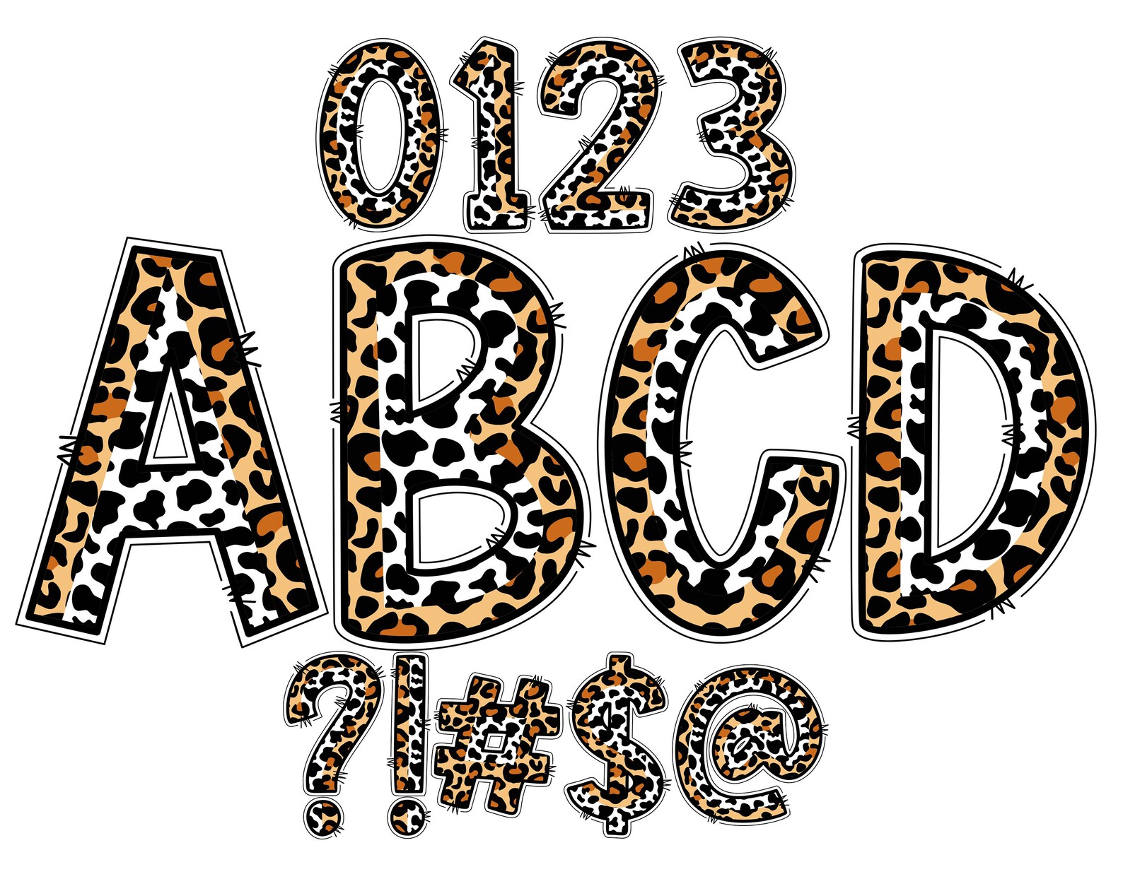 Half Leopard Digital Alphabet Letters PNG, Half Cowboy Digital Doodle ...
