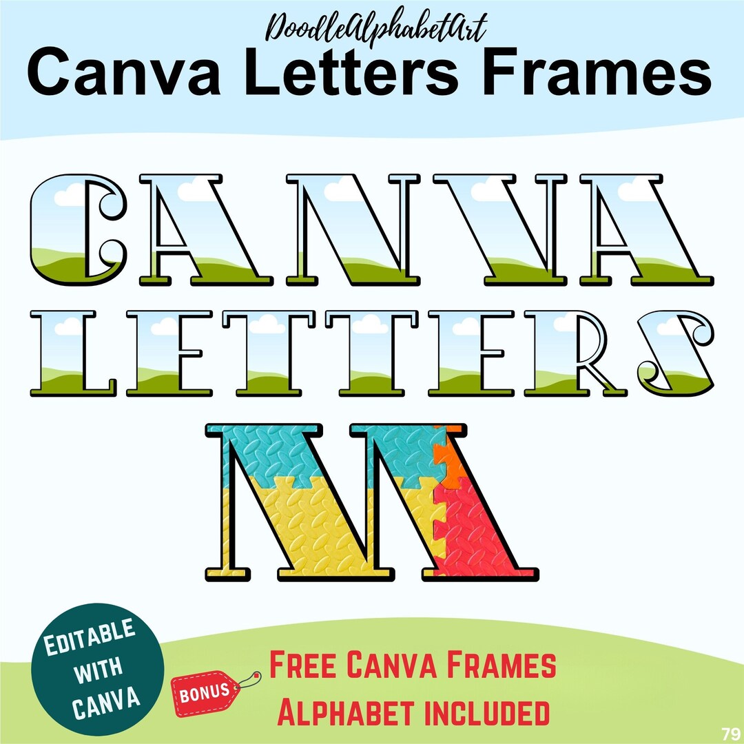 Canva Letter Frames, Art Deco Font, Doodle Alphabet Editable Canva ...