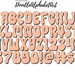 Boho Retro Alphabet Set Letters Png in 6 Colors, Boho Retro Doodle ...