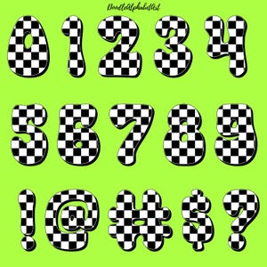 Checkerboard Retro Groovy Alphabet PNG Bundle, Retro Checkered Letters ...