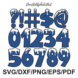 Winter Alphabet SVG, DXF, PNG, Eps, Pdf - Snow Letters & Numbers, Hand ...
