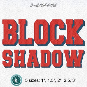 Varsity Block Shadow Embroidery Font: 5 Sizes, 7 Formats (digital ...