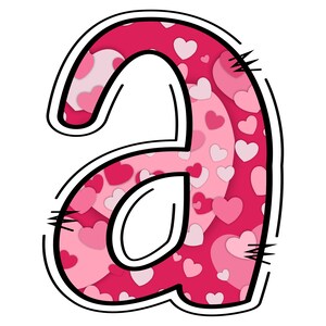 Valentine Hearts Digital Alphabet PNG. Hand Drawn Doodle Letters PNG ...