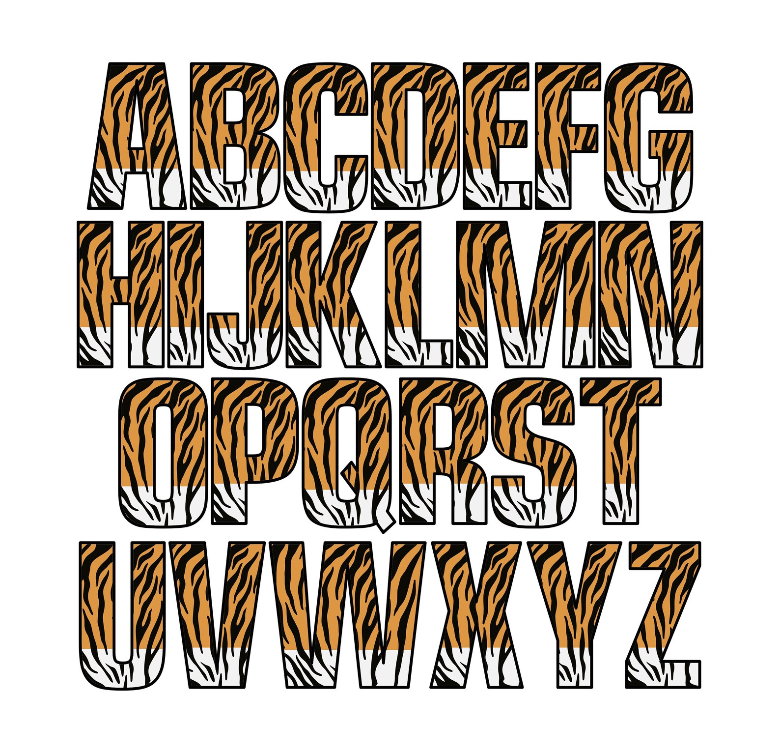Tiger Print Alphabet: Animal Skin Letters Clipart (digital Download) - Etsy