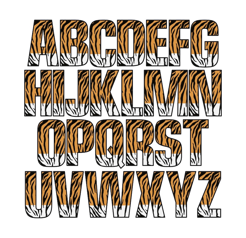 Tiger Print Digital Alphabet Bundle SVG PNG EPS Pdf Animal - Etsy