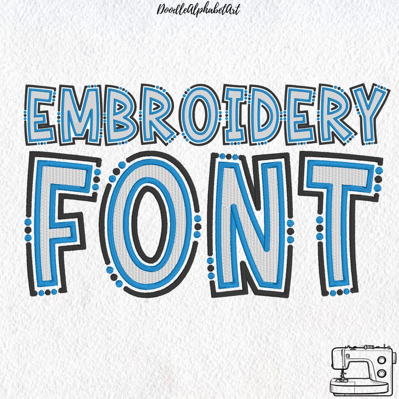 Lines and Dots Satin Border and Fill Stitch Embroidery Font, 6 Sizes 7 ...