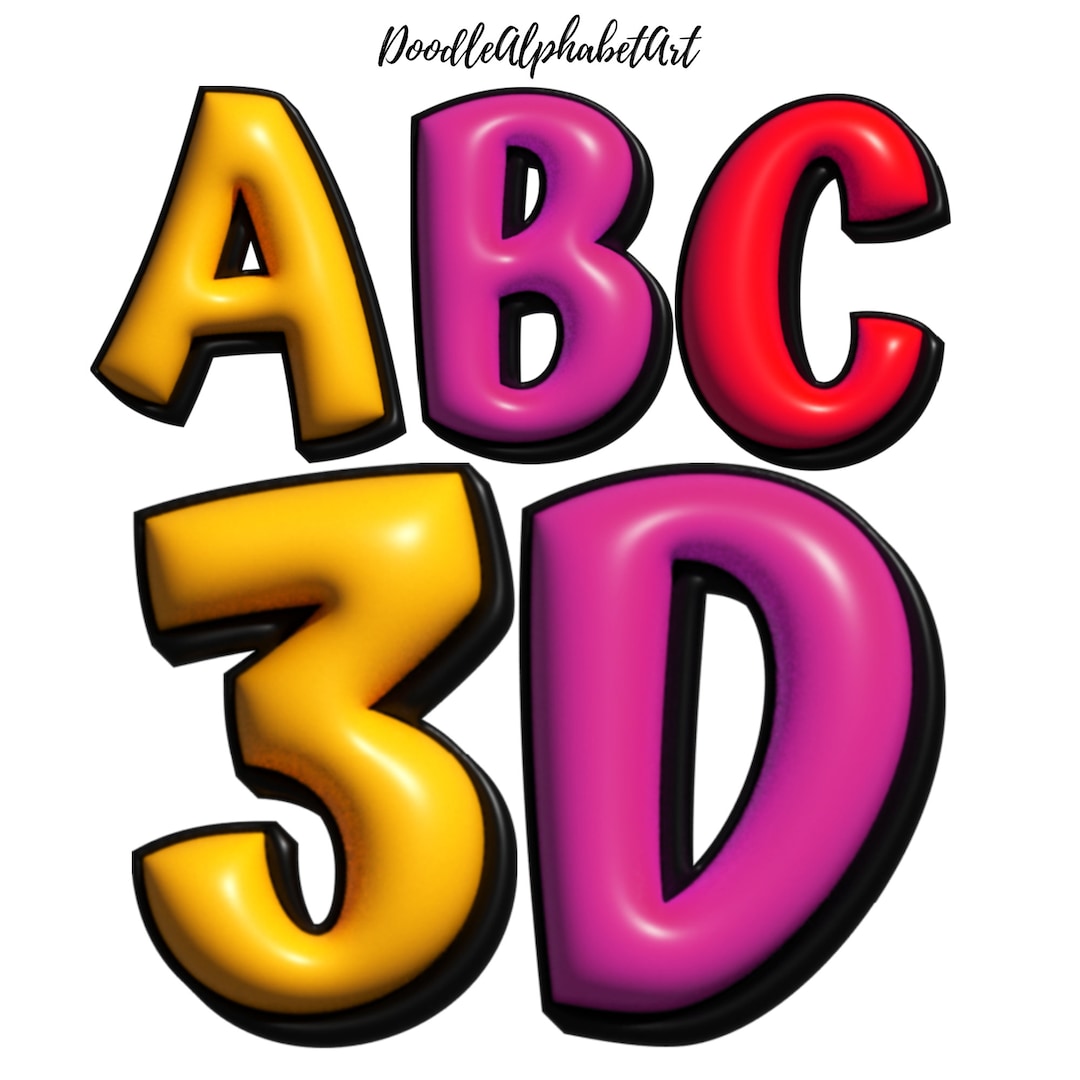 3D Inflated Alphabet Letters PNG, Orangey Yellow, Pink Lemonade, Torch ...