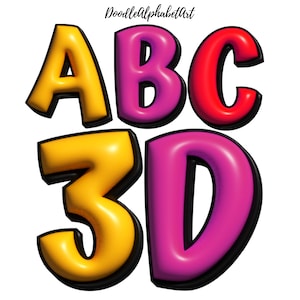 3D Inflated Alphabet Letters PNG, Orangey Yellow, Pink Lemonade, Torch ...