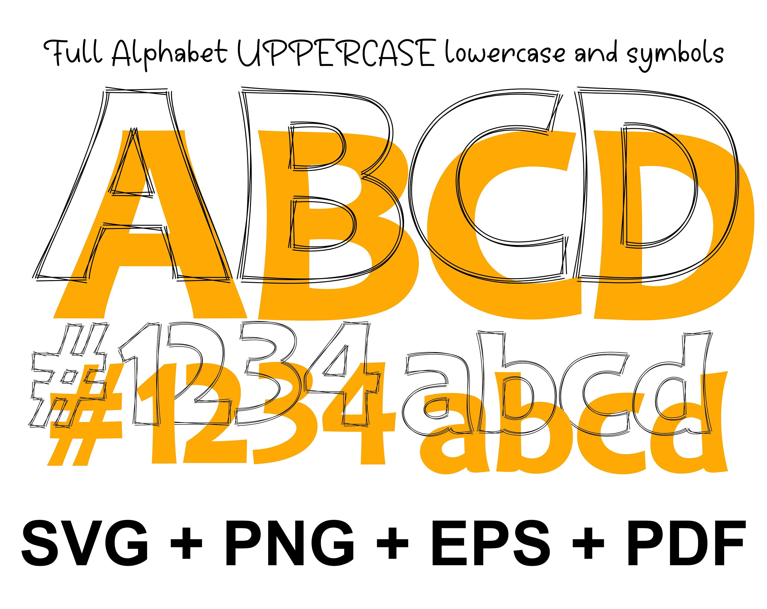 Full Scribble Doodle Digital Alphabet Bundle SVG PNG EPS Pdf, Scribble ...