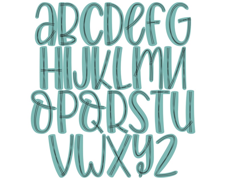 Boho Vintage Scribble Letters PNG in 6 COLORS Boho Vintage - Etsy