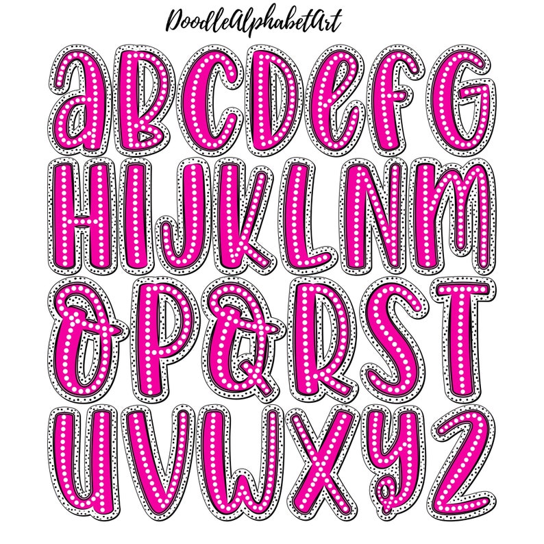 Dalmatian Spots Alphabet PNG Bundle: Doodle Polka Dot Letters (digital ...