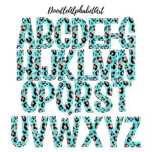 Leopard Letters PNG, Turquoise Blue, Red-orange & Black Leopard Print ...