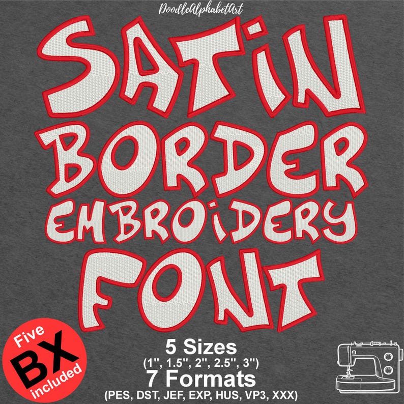 Graffiti Embroidery Font: Satin Border, 5 Sizes (digital Download) - Etsy