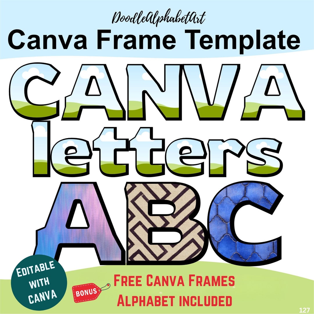 Editable Canva Frames Letters, A Latin Display Typeface, Doodle ...