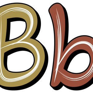 Scribble Doodle Alphabet PNG, Block Shadow PNG Font, Boho Color Palette ...