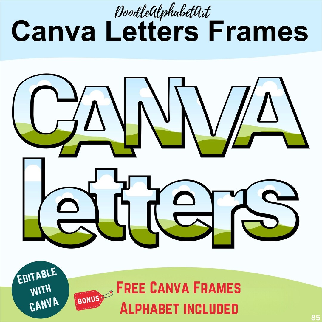 Canva Frame Letters, Modern Sans Serif Typeface, Ediyable Canva Frames ...