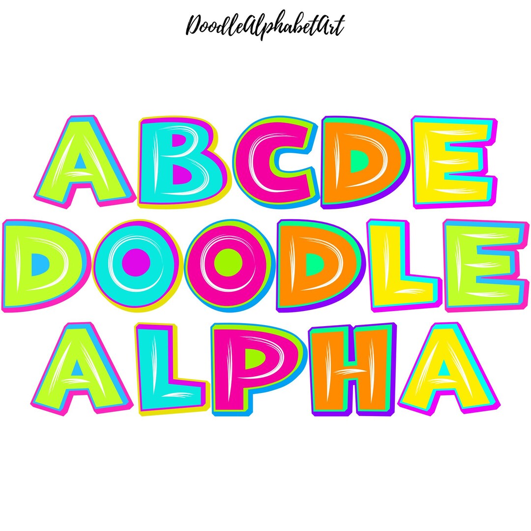 Artistic Funky Alphabets PNG, Bold Retro Colorful Letters PNG Bundle ...