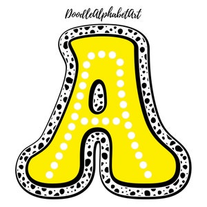 Retro Dalmatian Alphabet PNG Bundle: Groovy Doodle Letters (digital ...