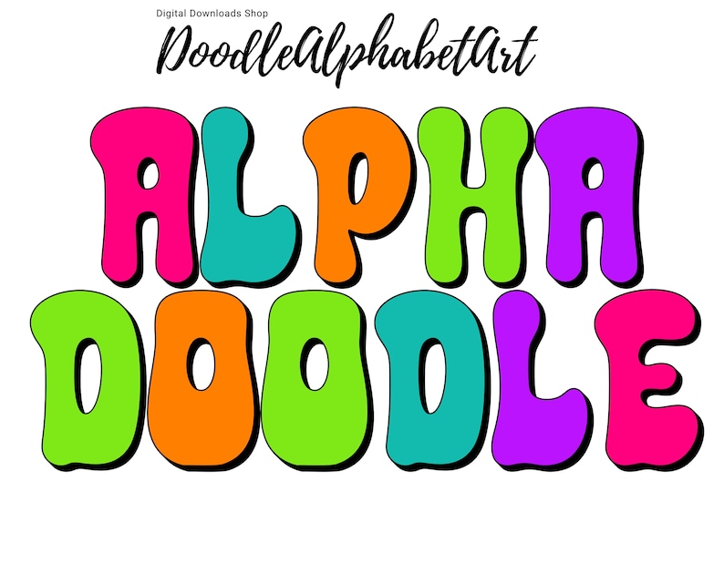 Retro Bright Alphabet Set Letters Png in 5 Colors Retro - Etsy