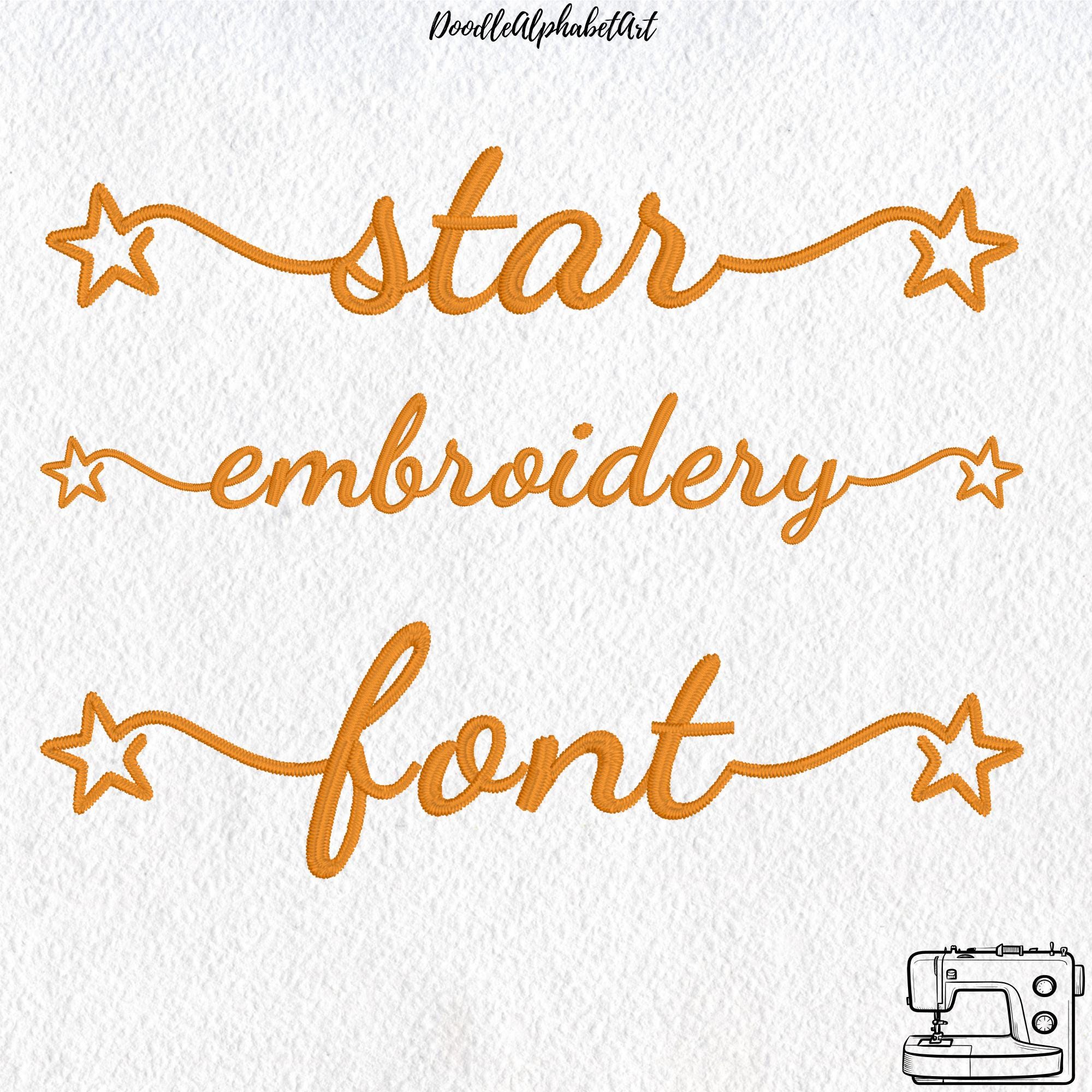 Star Script Satin Stitch Monogram Embroidery Font, Dancing Script BX ...