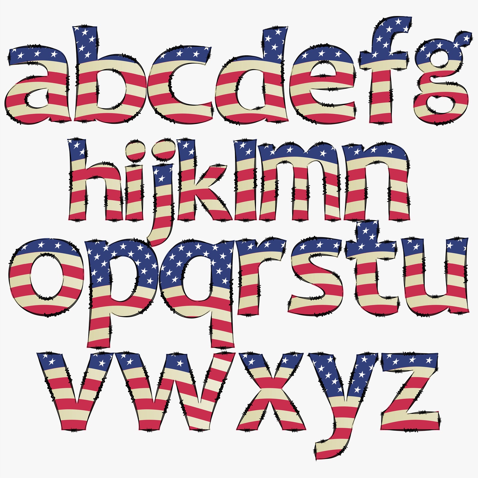 USA Alphabet Digital Letters PNG Patriotic Bundle American - Etsy