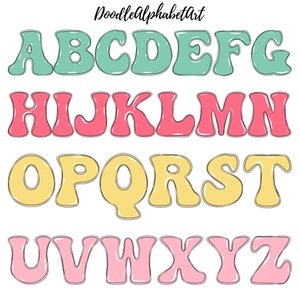 Retro Groovy Doodle Alphabet: 3D Inflated PNG Bundle (5 Alphapacks) - Etsy