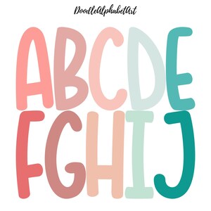 Boho Doodle Alphabet PNG Bundle, 10 Alpha Sets, Boho Color Palette ...