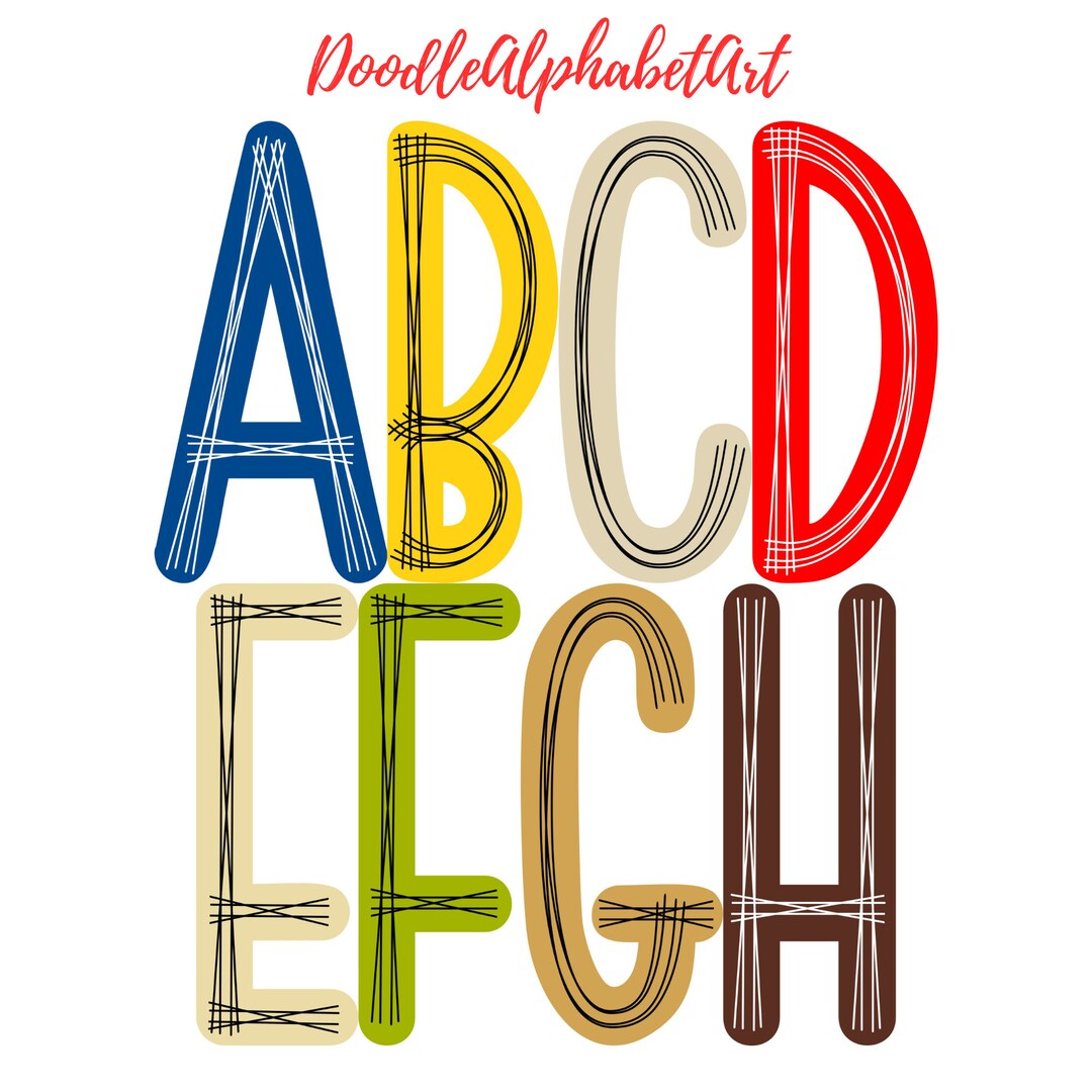 Scribble Letters PNG in 8 Colors, Congress Blue, Bright Gold, Hampton ...