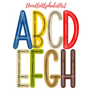 Scribble Letters PNG in 8 Colors, Congress Blue, Bright Gold, Hampton ...