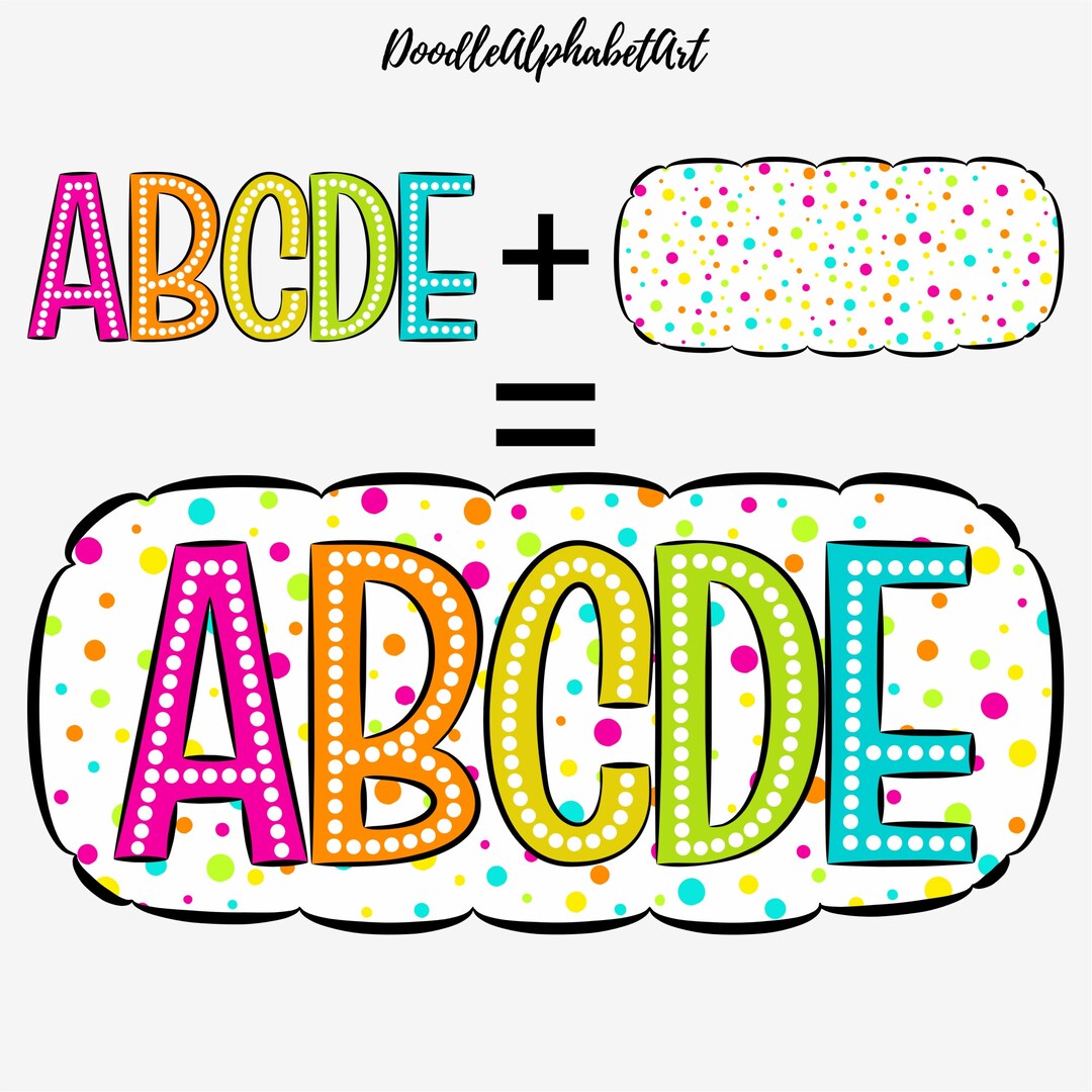 Colorful Dotted Background & Dots Alphabet Letters and Numbers PNG ...