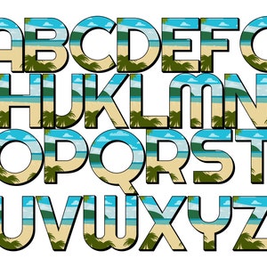 Summer Alphabet PNG, Beach Sea Letter Clipart PNG, a Hand Drawn Doodle ...