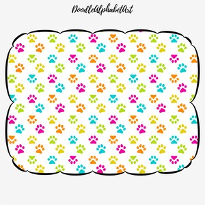 Colorful Paw Background & Dot Alphabet Letters, Dark Vibrant Color ...