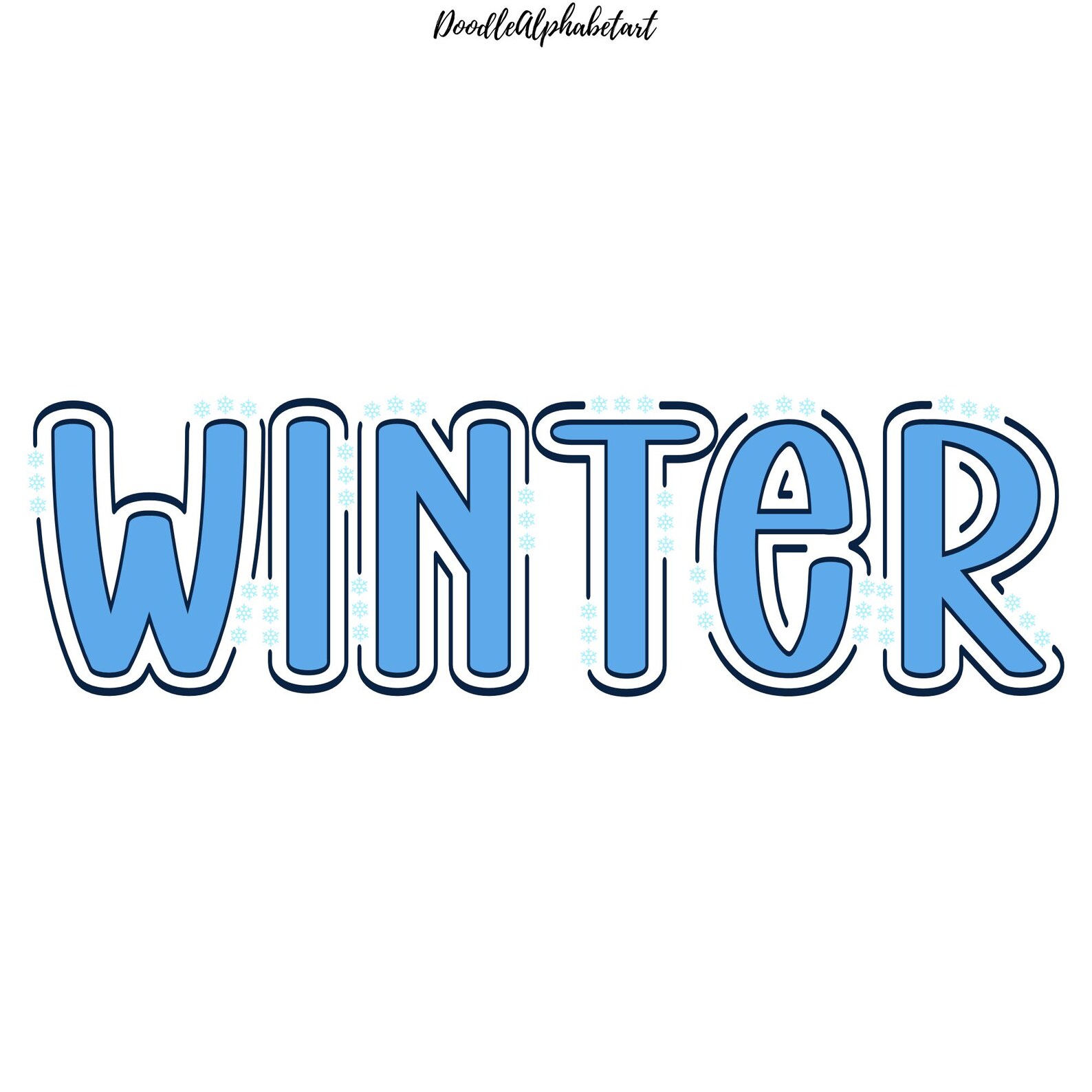 Winter Snowflake Doodle Alphabet SVG PNG | Outlined Layered Letters - Etsy