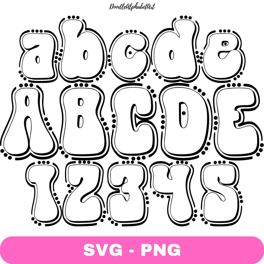 Groovy Doodle Alphabet SVG PNG: Retro Lines and Dots Letters (digital ...