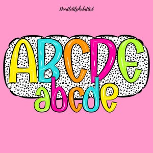 White Splash Lines Alphabet PNG Bundle, Dalmatian Dots Background ...