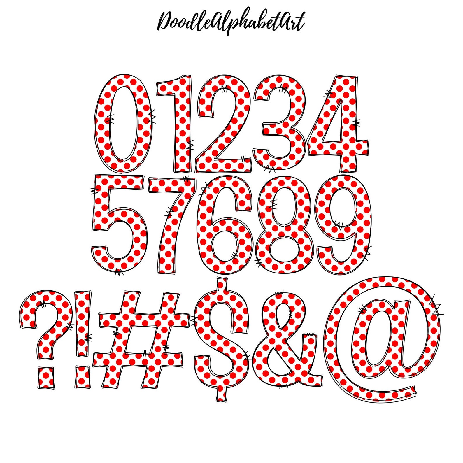 Polka Dot Doodle Alphabet PNG Bundle: 10 Colorful Letter Sets (digital ...