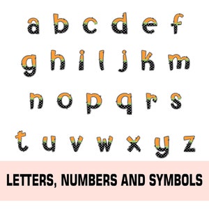 Orange Doodle Alphabet Letters PNG Bundle, Green, Black and White ...