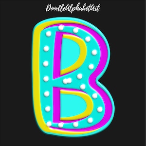 Funky Doodle Alphabet PNG Bundle: Colorful Inflated Letters (digital ...