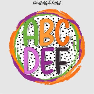 Spooky Halloween Doodle Dots Letters PNG Bundle With Dalmatian Spots ...